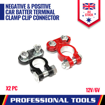 2PC Negative Positive Car Battery Terminal Clamp Clip Connector 12V 6V ...