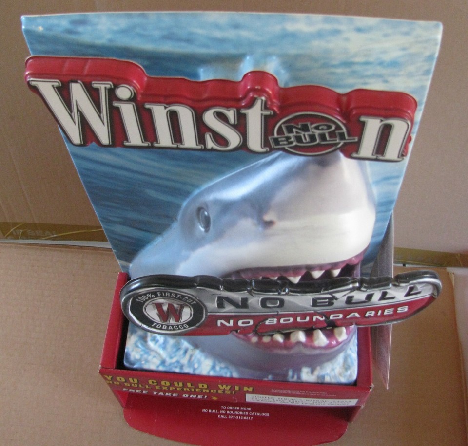 2001 3D WINSTON CIGARETTES NO BULL GIANT GREAT WHITE SHARK JAWS DISPLAY ...