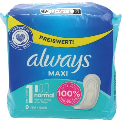 Always Maxi Damenbinden Normal ohne Flügel 9 Stück #DA0009 | eBay.de