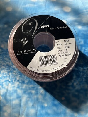 Berisfords Velvet Ribbon 36mm x 5 Metre Reel Colour Colonial Rose 9263 ...