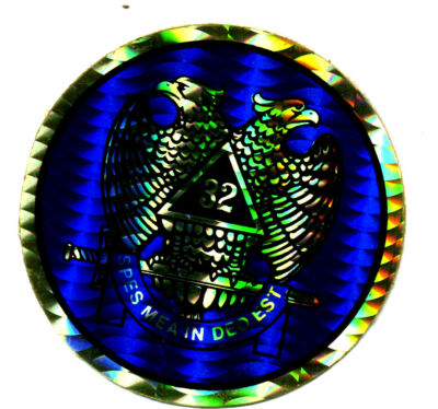 vtg prismatic sticker novelty Scottish Rite Free Mason crest symbol NOS ...