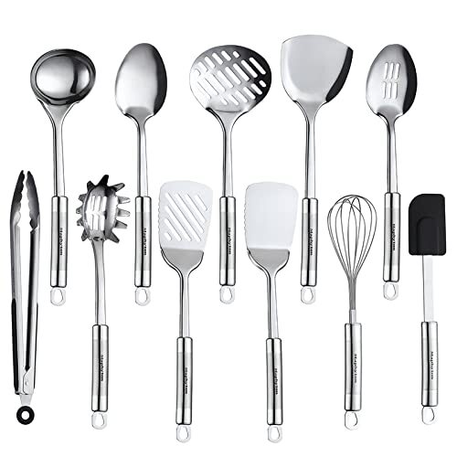 Cooking Utensil Set, 11 PCS Stainless Steel Kitchen Utensil Set ...