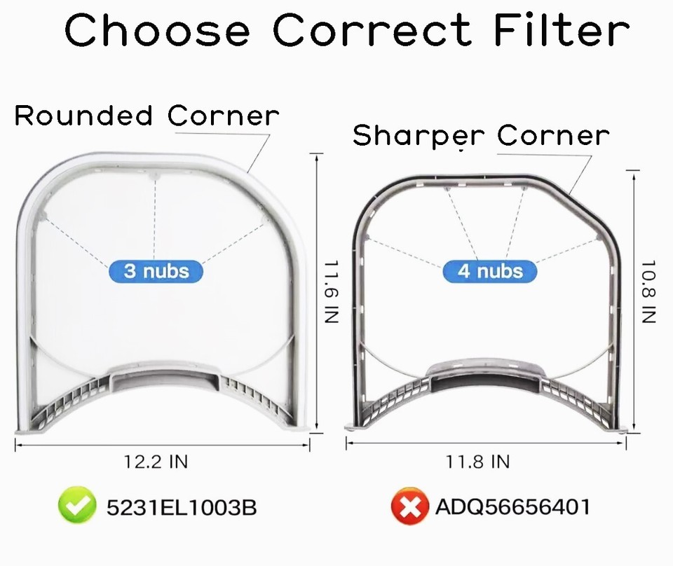 New Replacement Dryer Lint Filter for LG DLE3733W, DLE3777E, DLE3777W ...