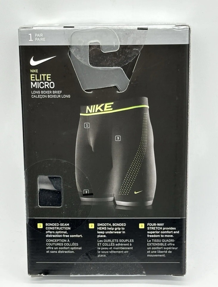 Nike Elite Micro Mens Long Boxer Brief Underwear Dri-Fit Stretch Small ...