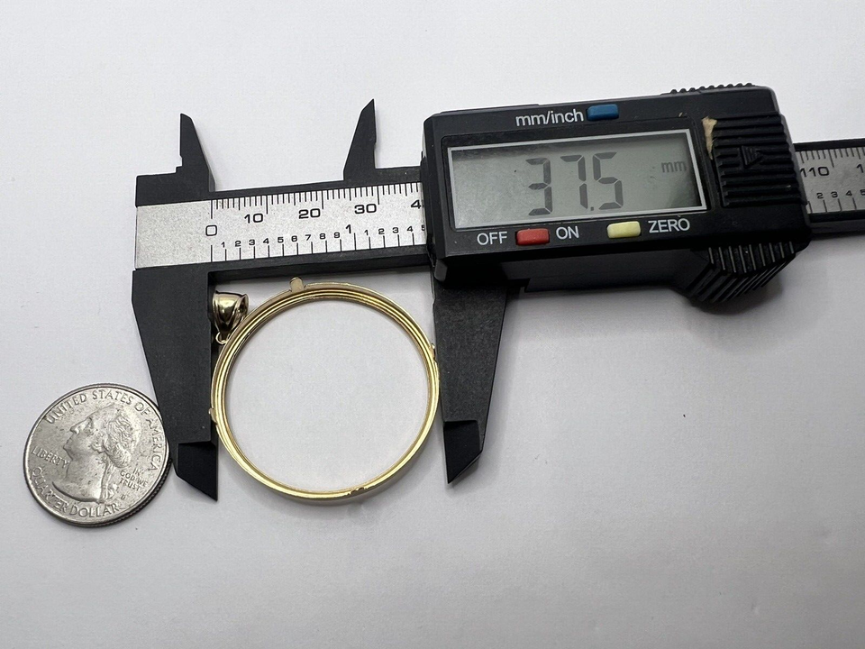 GOLd 14k Bezel 50 pesos pendant solid moneda centenario coin frame ...