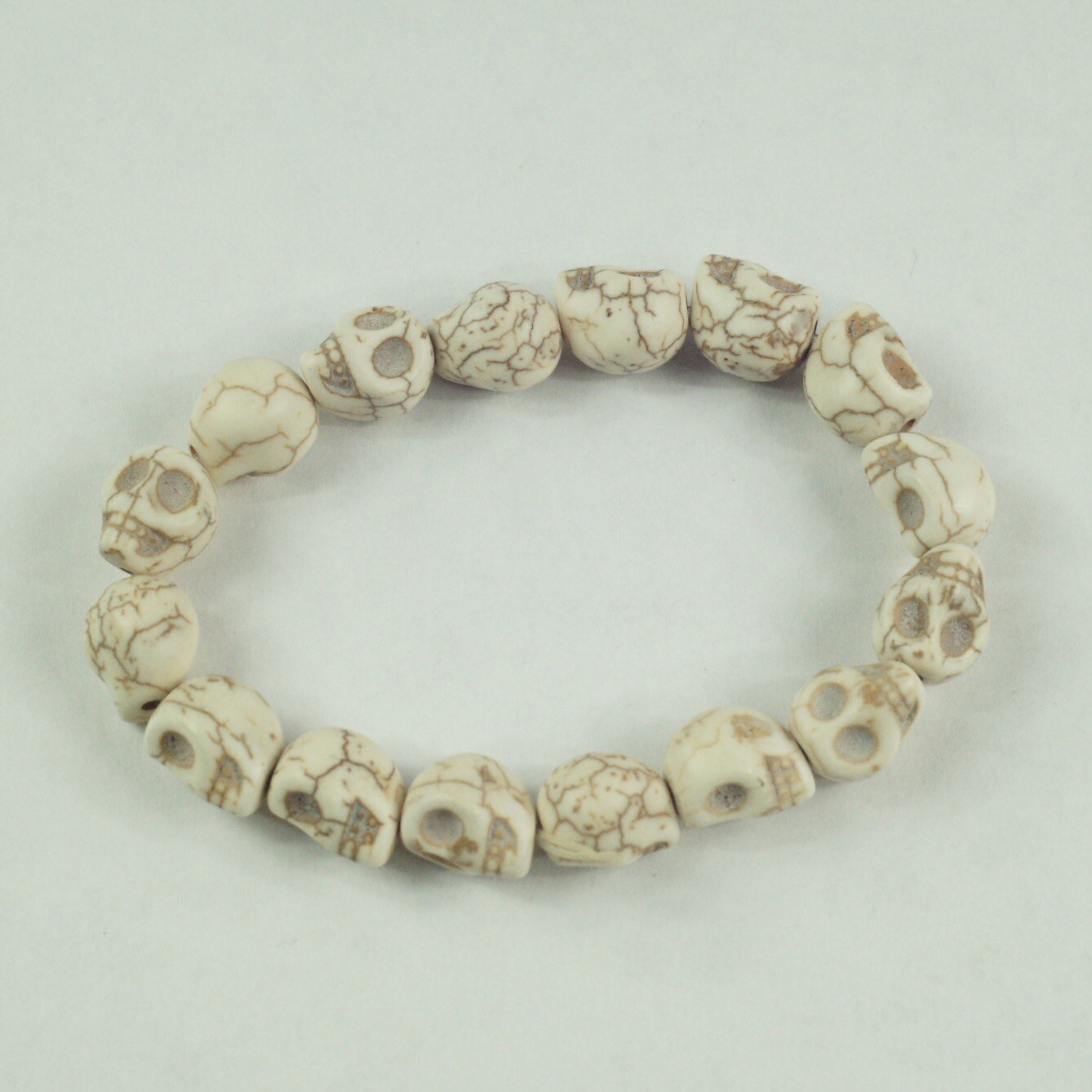 Cream colored howlite carved skull stretch bracelet 7.25" | eBay