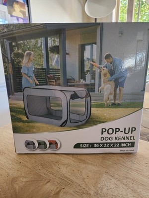 Portable Large Dog Bed - Pop Up Dog Kennel Indoor Outdoor Crate for ...