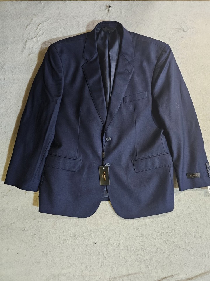NWTs Baroni Classic Super 150s 2pc Suit 100% Wool Navy Blu 2 Button ...