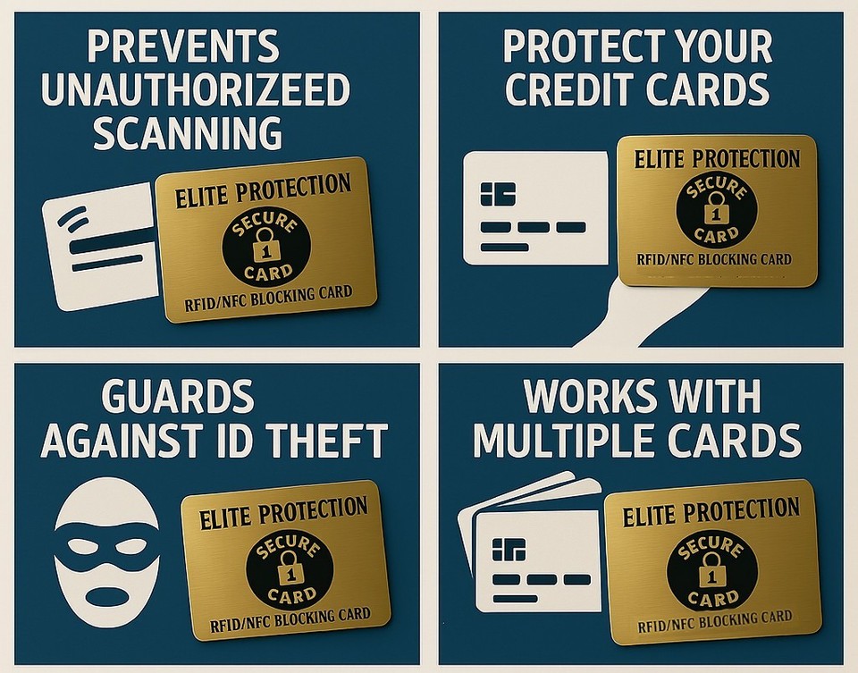 🏆 2 x Elite Protection Gold RFID/NFC Blocking Cards. Credit Debit Card ...