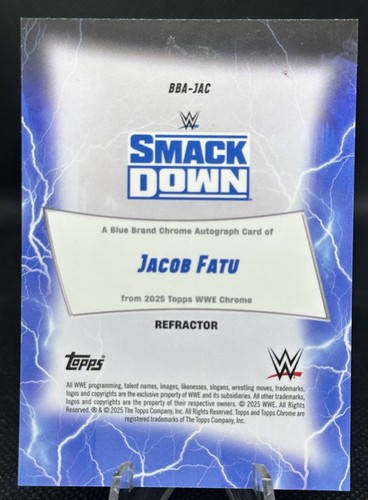 2025 Topps Chrome WWE Jacob Fatu Blue Brand Refractor Auto Autograph ...
