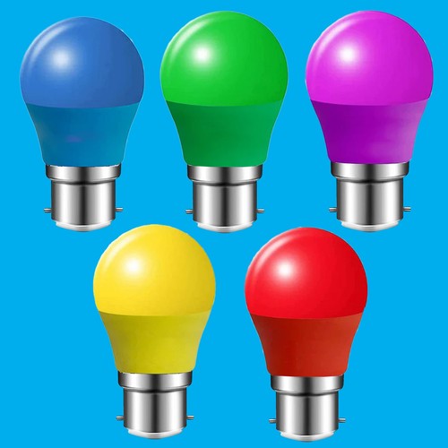 4W LED Coloured Party Golf Round Light Bulb BC B22 Blue Green Purple ...