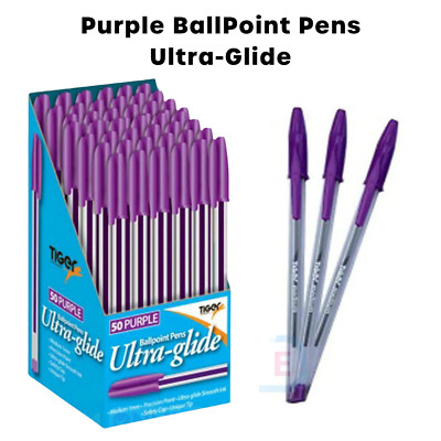 CRISTAL BALLPOINT PURPLE PENS– BIRO MEDIUM 1MM ULTRA GLIDE SMOOTH ...