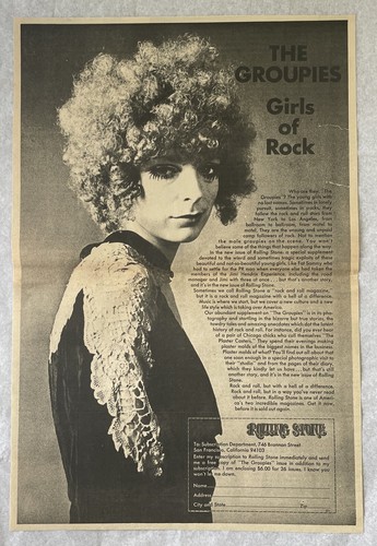 1970 The Groupie Girls Of Rock , Rolling Stone Magazine Order Form , Ad ...
