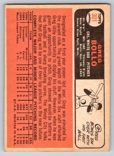 1966 Topps - #301 Greg Bollo for sale online | eBay
