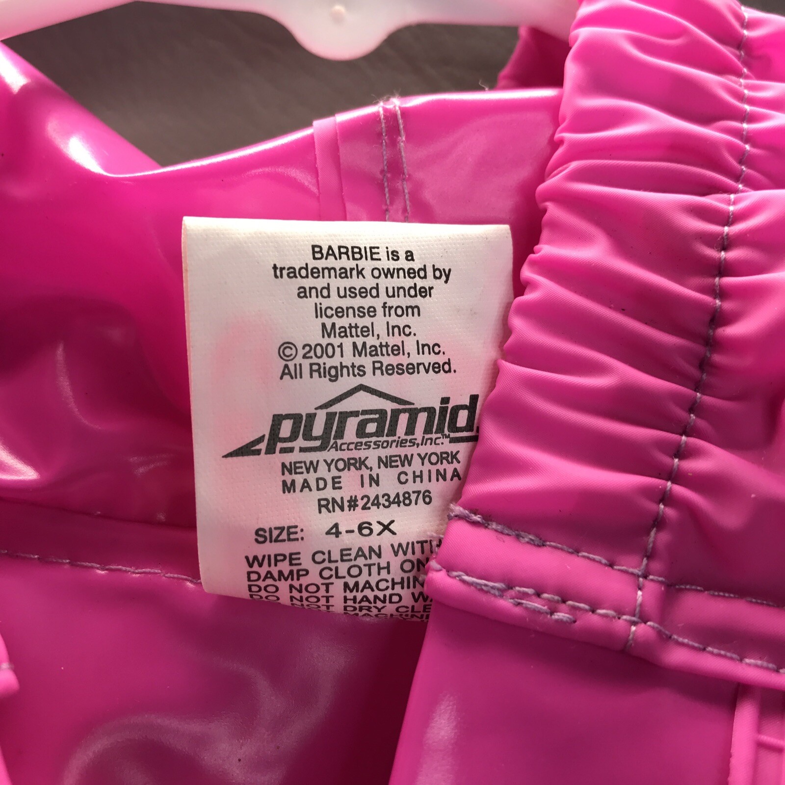 Vintage 2001 Barbie Rain Jacket Size 4 - 6 Pink Hooded Poncho Pocket | eBay
