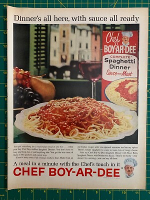 1962 Vintage Chef Boy-Ar-Dee Complete Spaghetti Dinner Sauce Meat Print ...
