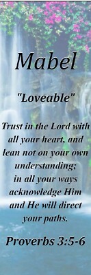 Mabel "Loveable" Keepsake Name Meaning Bookmark with Bible Verse and ...