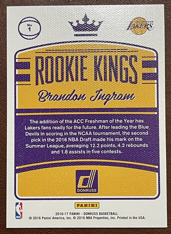Brandon Ingram 2016-17 Panini Donruss Rookie Kings #1 RC | eBay