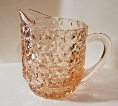 Vintage Jeanette Holiday Buttons & Bows Depression Pink Glass 5 ...