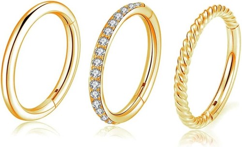 16G 18G 6mm 8mm 10mm Hinged Clicker Segment CZ Twisted Nose Rings... | eBay