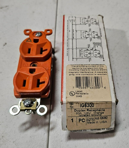 Pass & Seymour Orange ISOLATED GROUND Outlet Receptacle 20A IG6300 | eBay