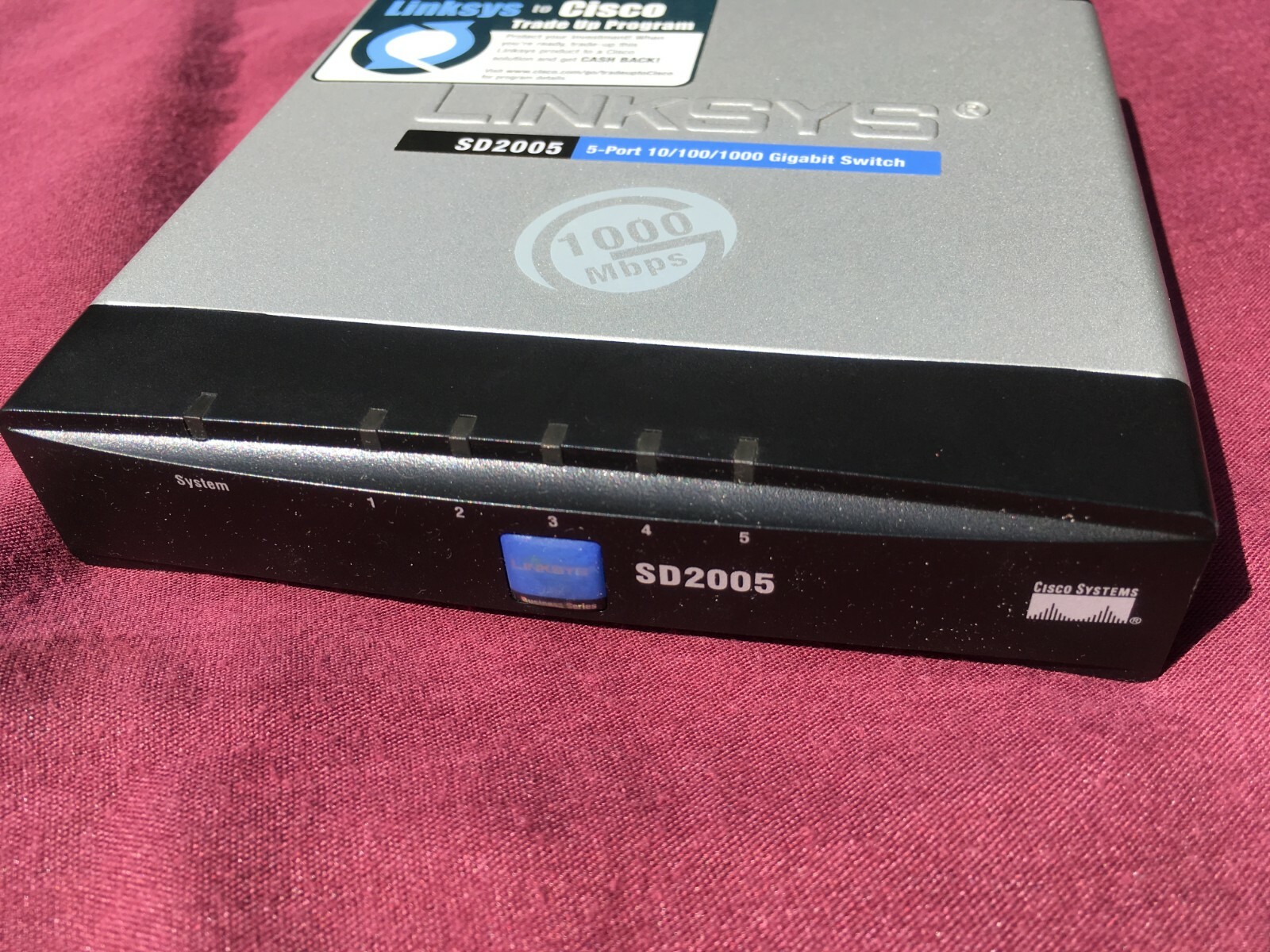 Linksys Cisco SD2005 5 Port 10/100/1000 Gigabit Switch Ver 2.2 | eBay