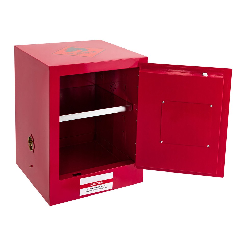 Fireproof Flammable Liquid Storage Cabinet - 4 Gallons, Red Safety ...