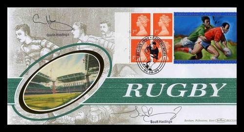 GB Benham FDC Rugby Gavin & Scott Hastings real hand signed & certified ...