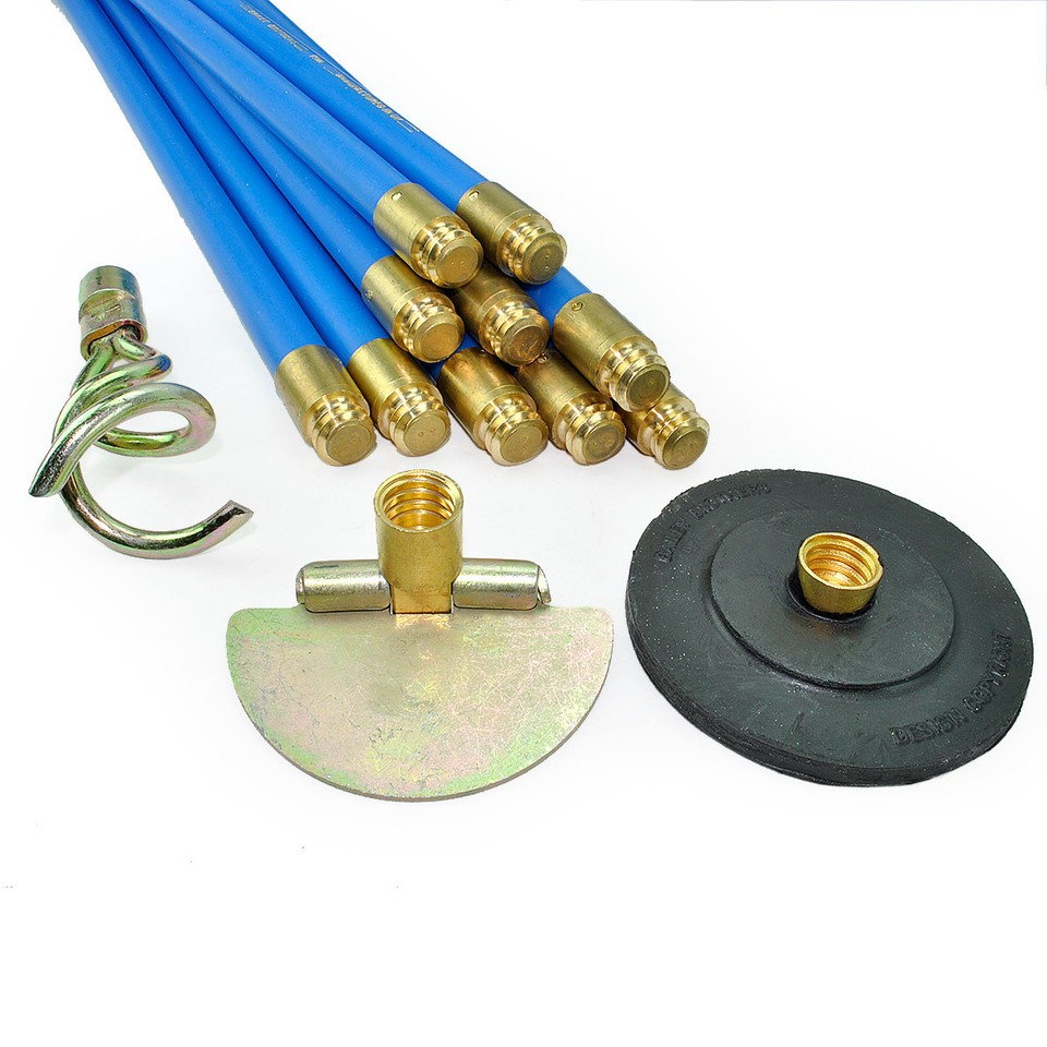 BAILEY 10 x BRASS Drain Rods 3/4in Set Plus Worm,Plunger,Scraper & Case ...