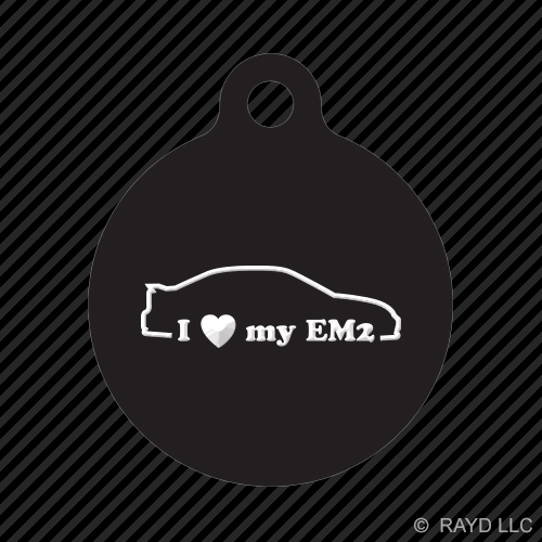 I Love my EM2 Keychain Round with Tab dog engraved many colors #2 | eBay