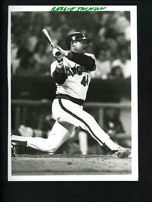 Reggie Jackson swinging bat 1980s Press Original 6 x 8 Photo California ...