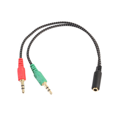 3.5mm AUX Audio Mic Splitter Cable Headphone Adapter Female to 2 Male ...