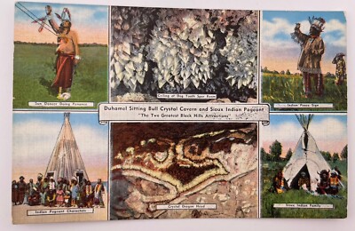 Vintage Postcard - Duhamel Sitting Bull Crystal Cavern & Sioux Indian ...