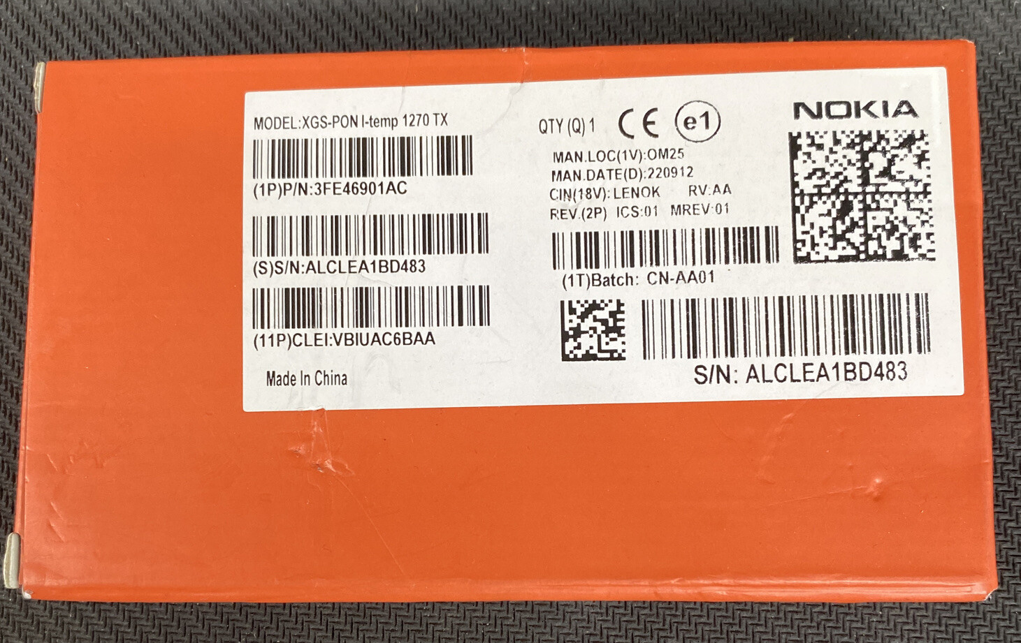 Nokia 3FE46901AC Xgs-pon ONU I-temp 1270 TX SFP Module for sale online ...