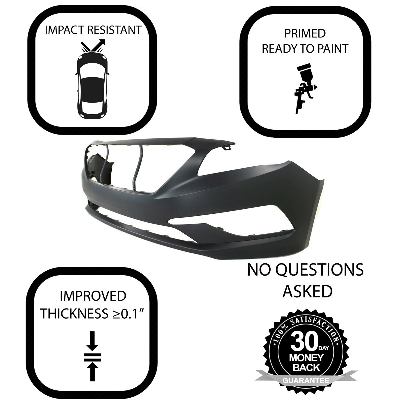 Primered Front Bumper Cover for 2015 2016 2017 Hyundai Sonata 2.4L ...