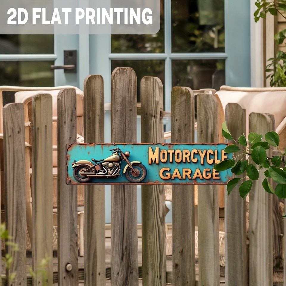 2D Retro Motorcycle Garage Metal Sign Man Caves Bars Home Workshops ...