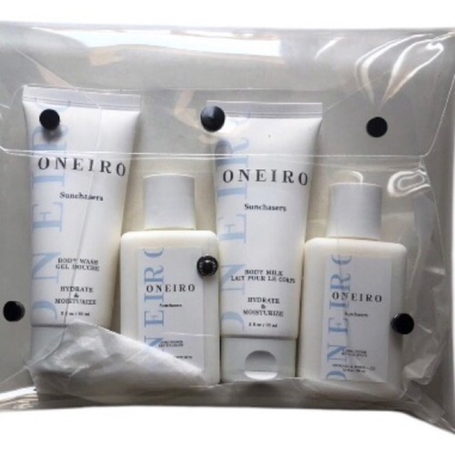 Oneiro Sunchasers Travel Set Body Milk Body Wash Two Conditioners + Bag ...