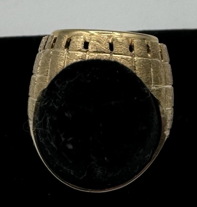 14K Yellow Gold Mens Coin Ring with 1/10 oz American Eagle Coin Size 8. ...
