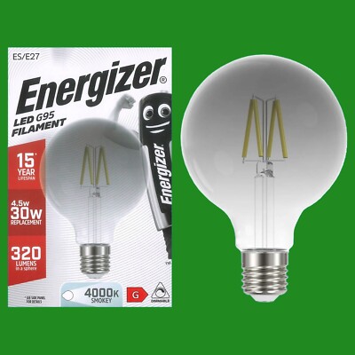 Lampadina LED Dimmabile Smokey G95 Filamento Edison ES E27 4000K 4,5W ...