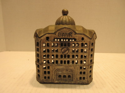 Vintage Cast Iron AC Williams Domed Coin Bank Building | eBay