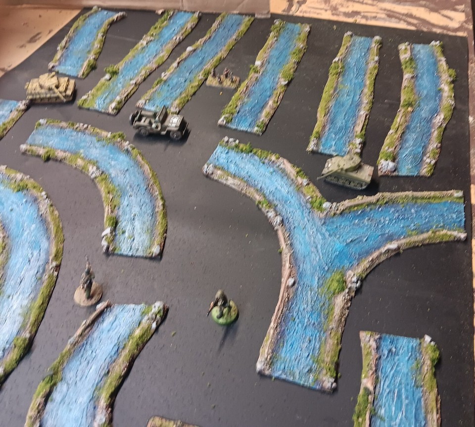 WW2 wargaming 15mm 28mm Bolt action FOW Blue River terrain #2 14 feet ...