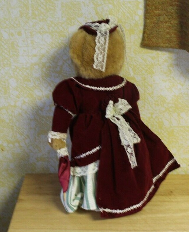 Victorian Style Teddy bear in velvet dress with umbrella | eBay