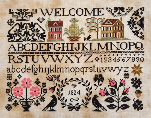 Completed Finished Cross Stitch Sampler QUAKER WELCOME by Lila's Studio ...