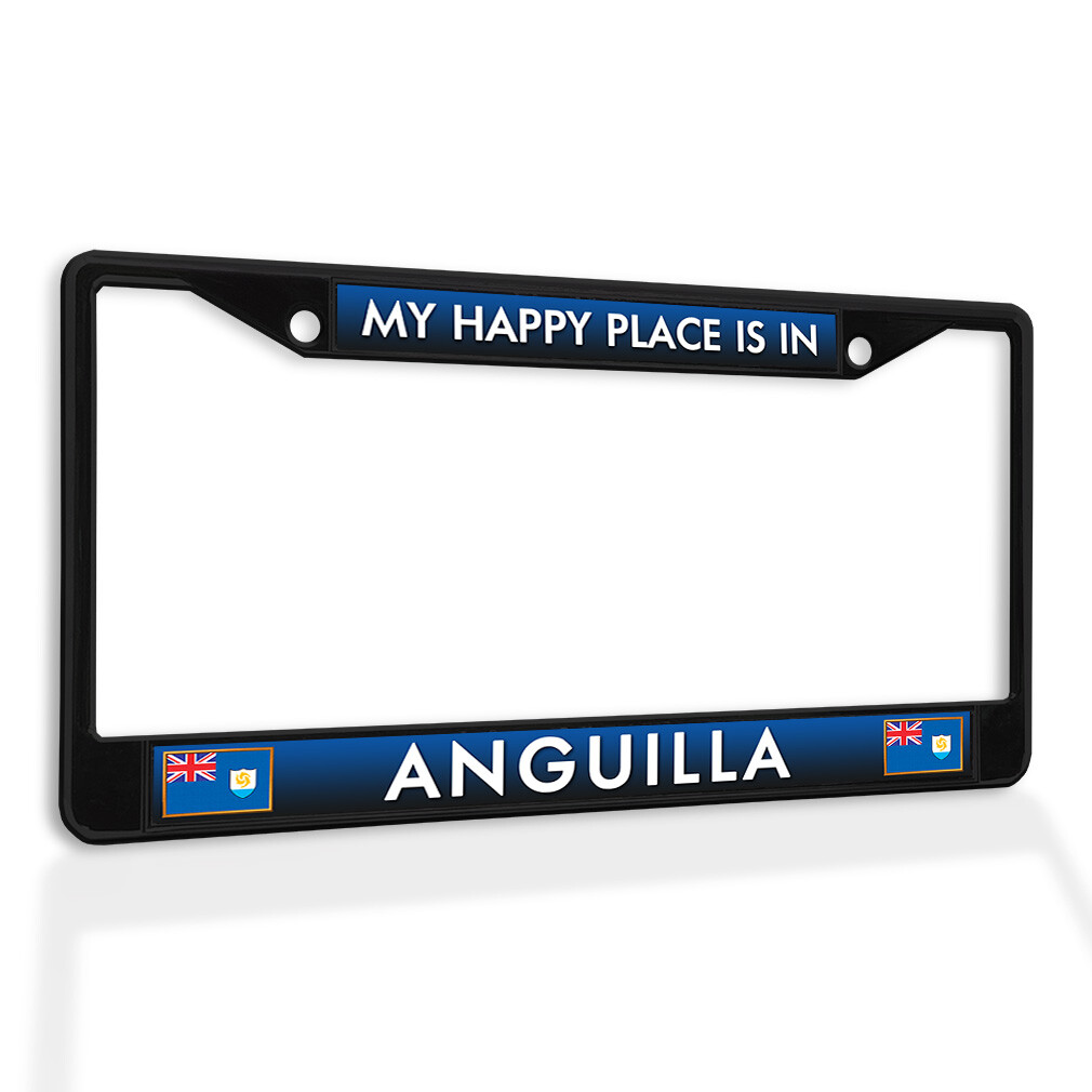 Metal License Plate Frame Vinyl Insert My Happy Place Is in Anguilla | eBay