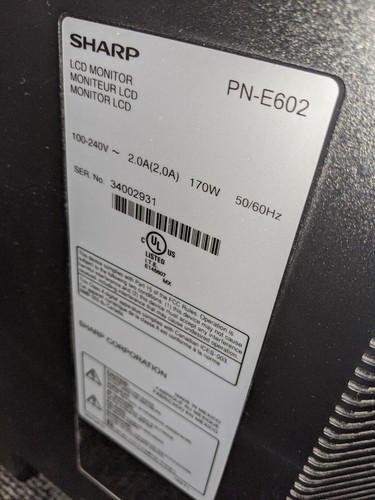 QTY 4 SHARP PN-E602 DIGITAL SIGNAGE LCD DISPLAY MONITOR 1920X1080 FULL HD | eBay.de