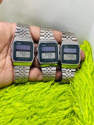 VTG lot of 3X Casio AL-180 Batteryless Soler Powered Digital Quartz Men ...