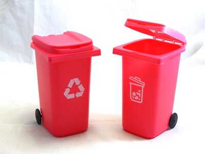 2 NEW Garbage Trash Doll House Can Pencil Holder Lot Mini Desktop Bin ...