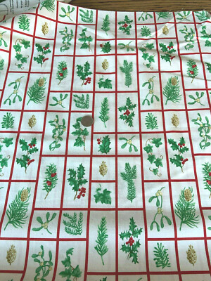 Northcott Christmas Holly & Mistletoe Patches on White Cotton Fabric ...