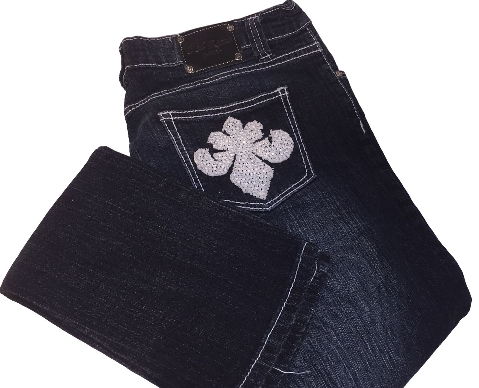 Vintage REd Rivet Jeans Fleur De Lis Pocket Size 9 Jeans Dark Blue w ...