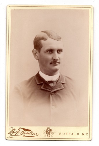 C. 1890s CABINET CARD B.F. POWELSON HANDSOME MAN WITH MUSTACHE BUFFALO ...